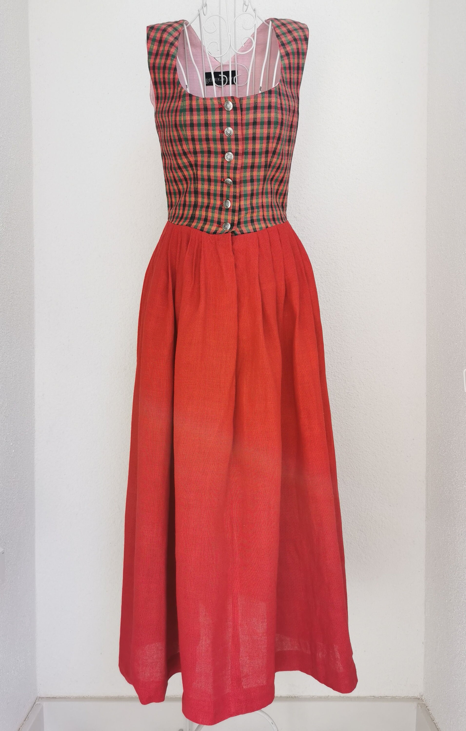 Vintage 90's Linen Dirndl Dress Austrian Folk Dress | Etsy