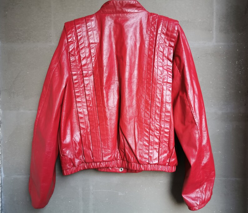 Vintage 90's Red Leather Jacket Genuine Leather Jacket - Etsy