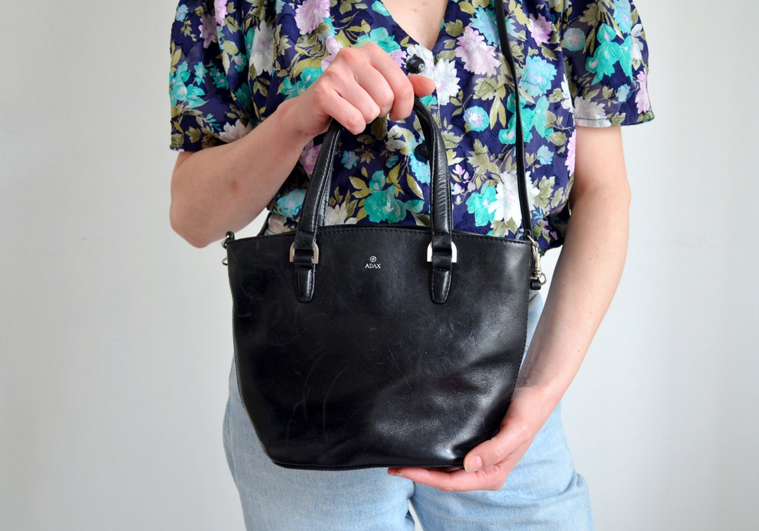 Vintage Black Leather ADAX Bag, Leather Shoulder/handbag, Women's ...