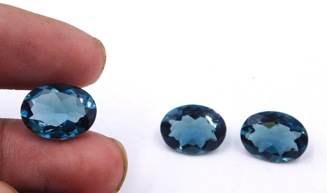 London Blue Topaz Oval Cut Loose Gemstone,10x14 MM Lab Created Blue ...