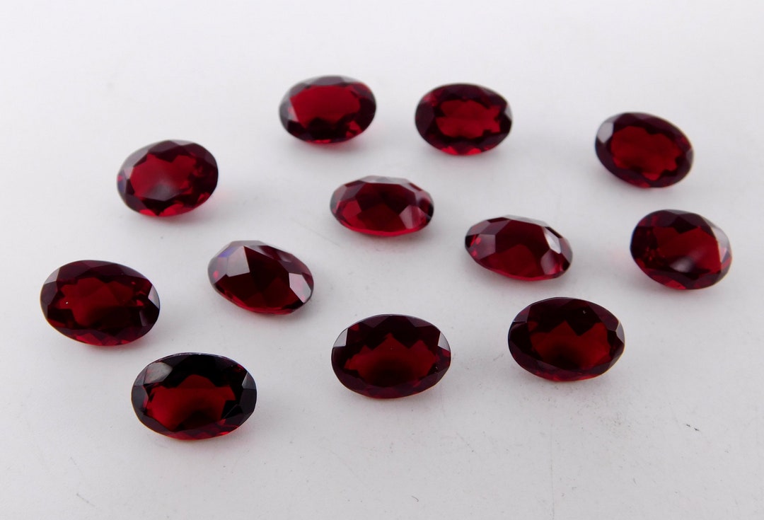 10X14 MM Lab Created Red Garnet Oval Cut Lot Loose Gemstone, 63.50 Cts ...