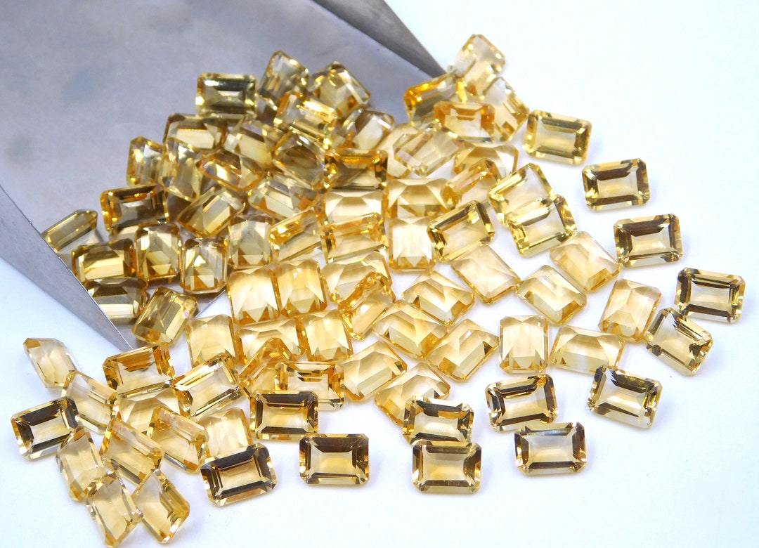 Natural Citrine Octagon Cut Lot Loose Gemstone, 5x7 MM Faceted Octagon ...