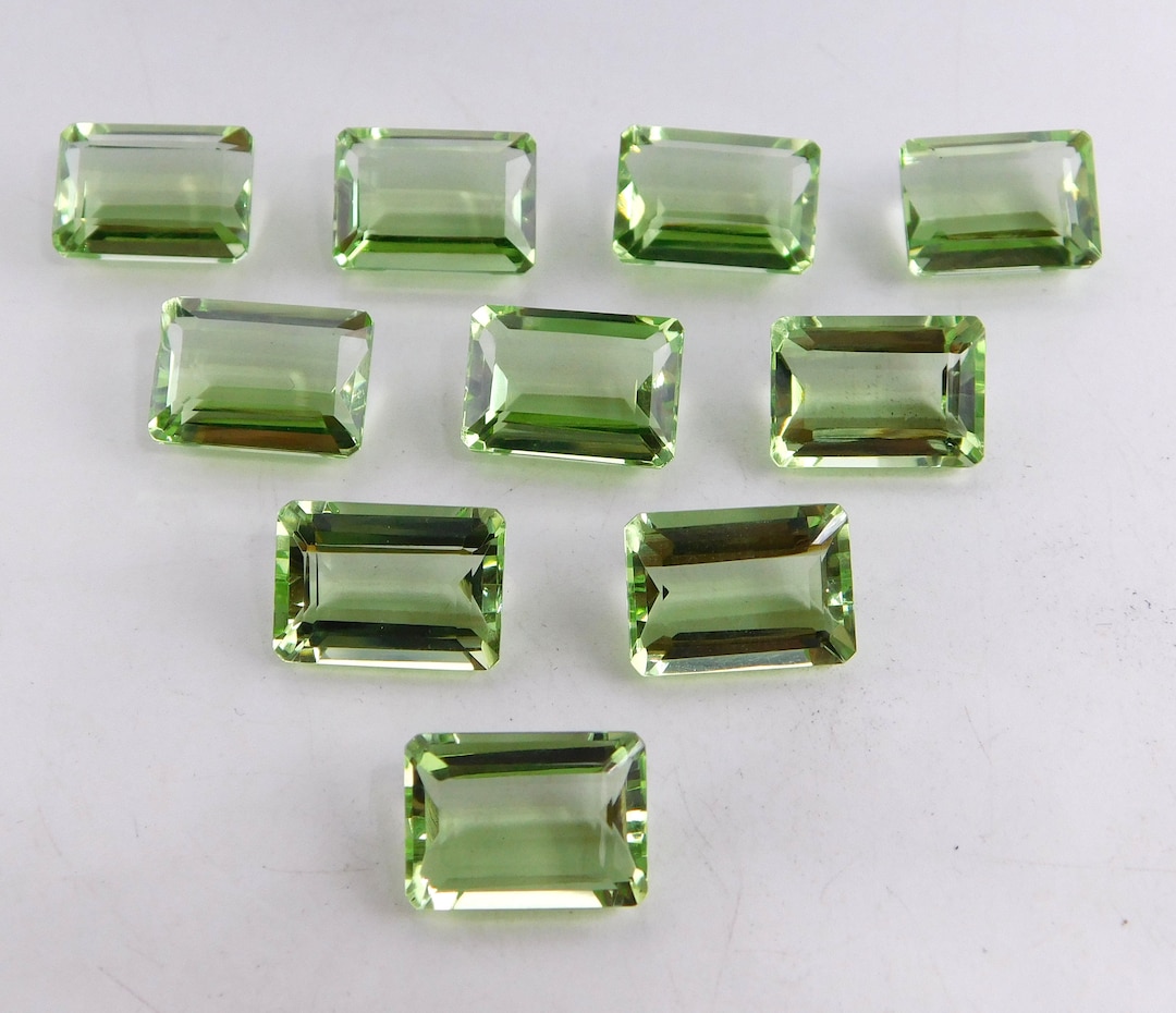 10X14 MM Prasiolite Octagon Cut Lot Loose Gemstone,lab Created Faceted ...