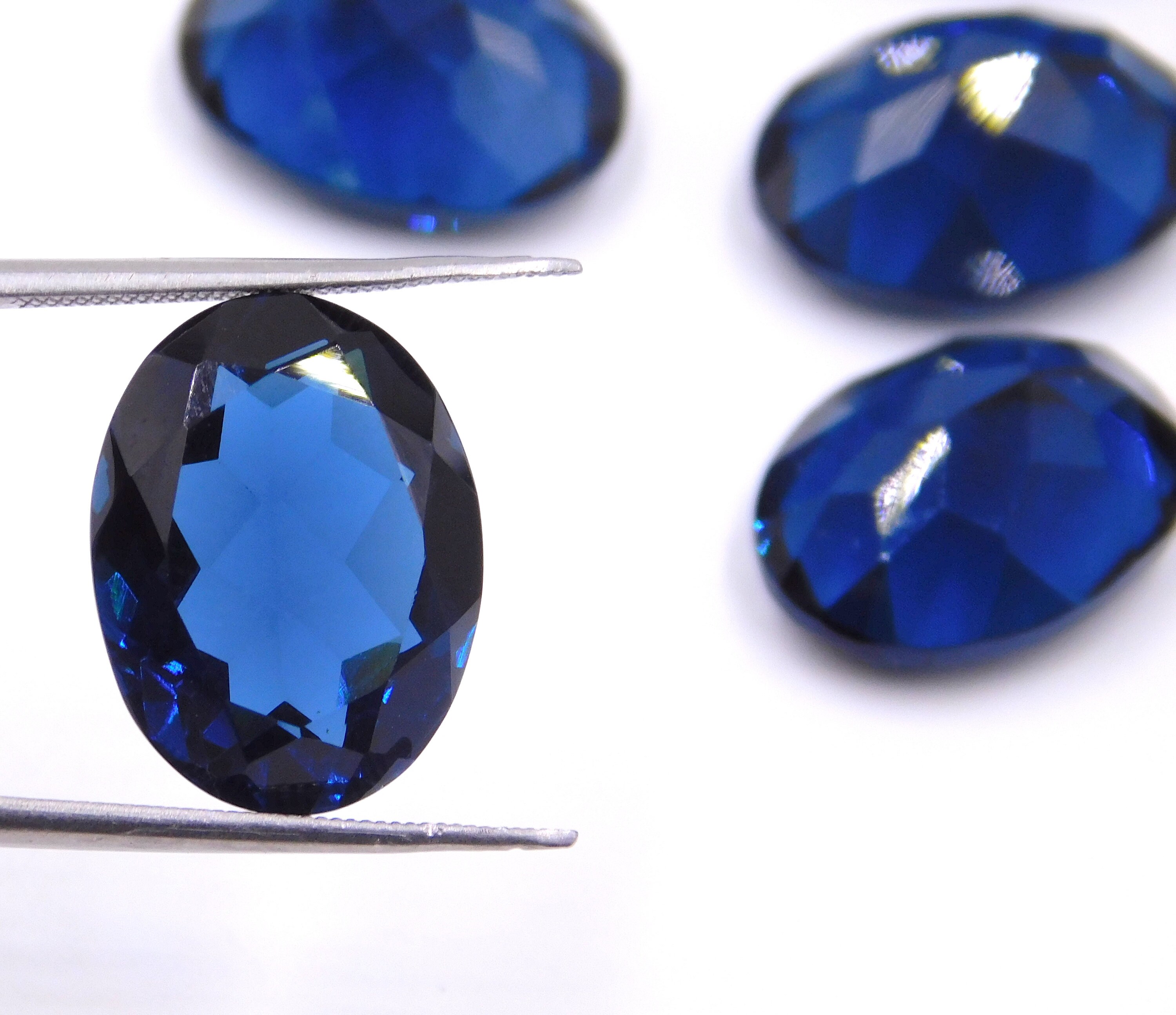 13x18 MM Benitoite Oval Cut Jewelry Loose Gemstone, Lab Created Faceted ...