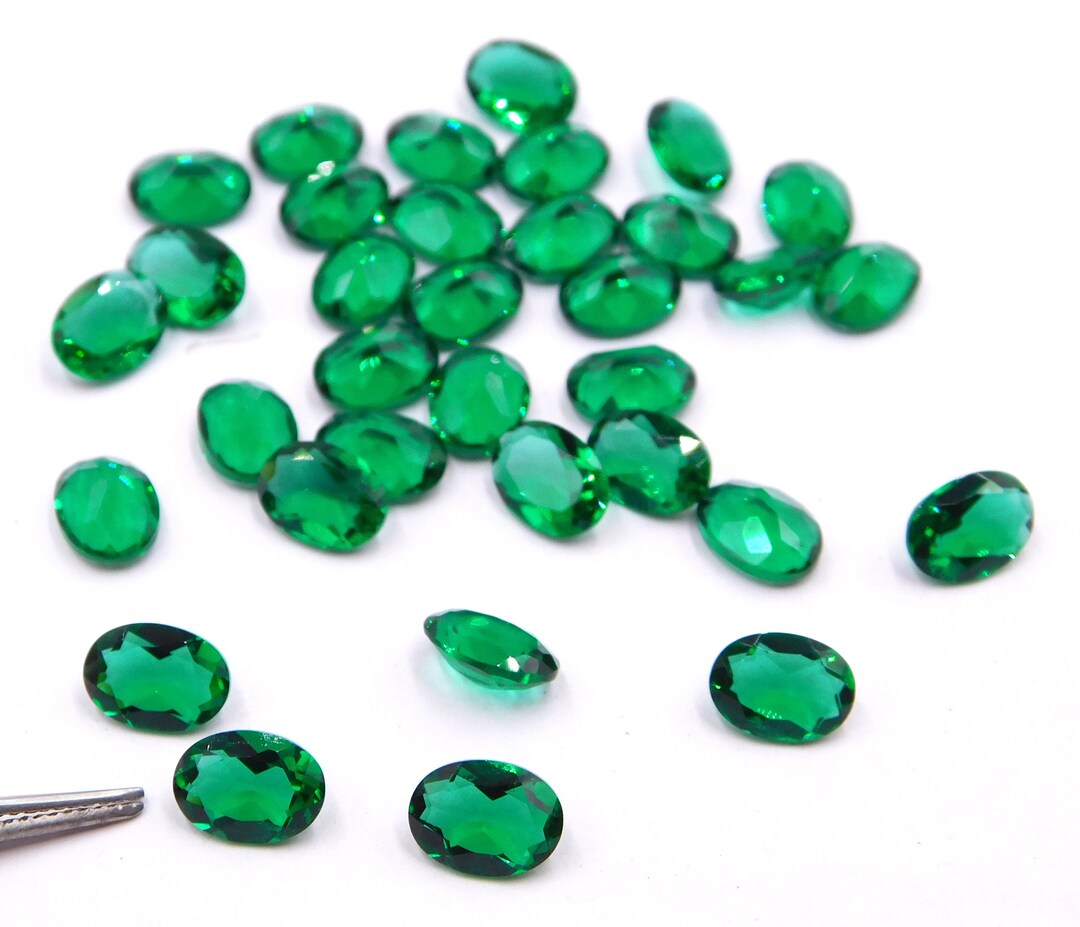 Lab Created Emerald Stone, 6X8 MM Zambia Emerald Oval Cut Loose ...
