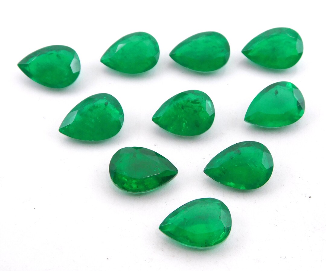 9X13 MM Doublet Emerald Pear Cut Loose Gemstone,10 Pcs 35.1 Cts Lab ...