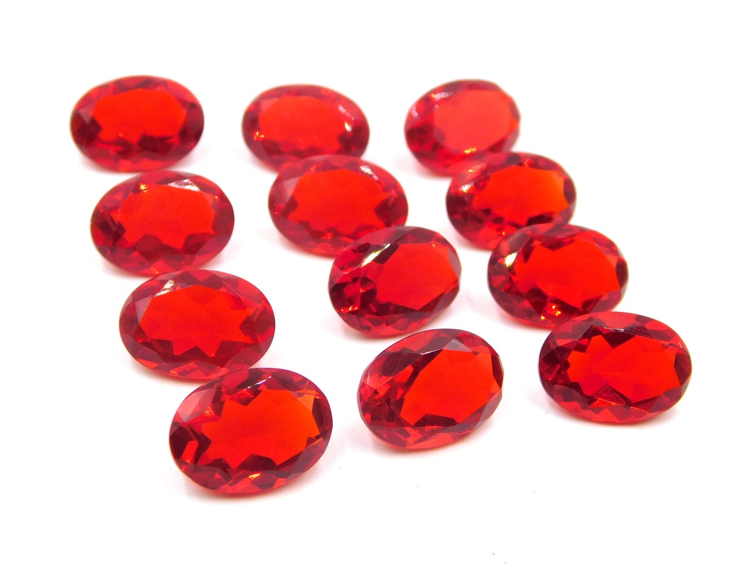 10x14 MM Lab Created African Ruby Oval Cut Loose Gemstone, Faceted Ruby ...