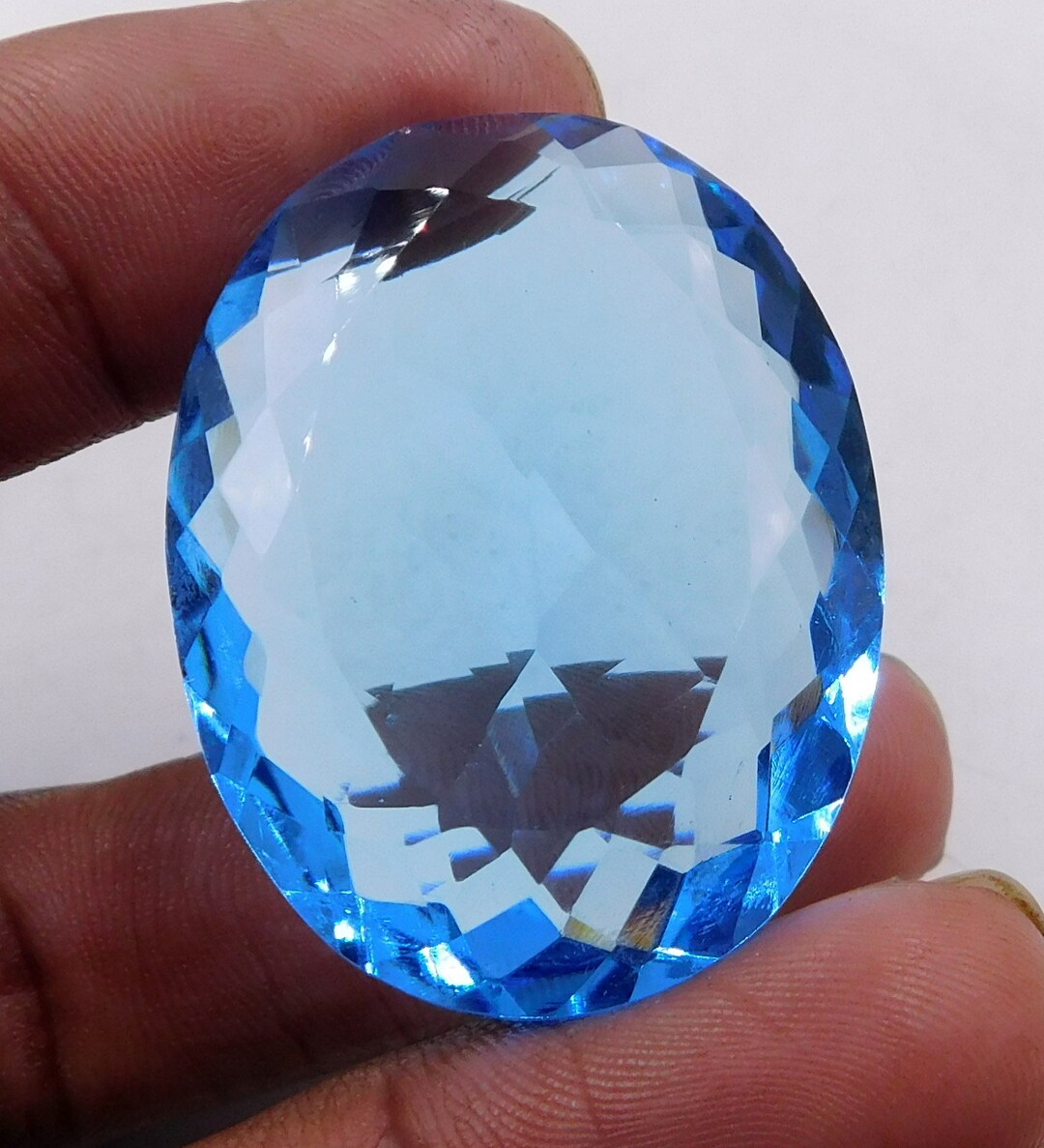 30x40 MM Lab Created Blue Topaz Oval Cut Loose Gemstone, 85 Cts 1 Pcs ...