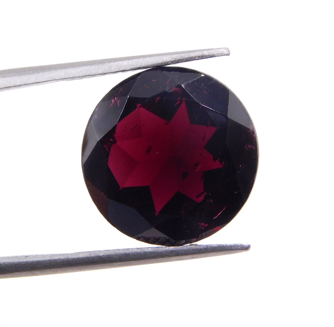 14 MM Natural Garnet Round Cut Loose Gemstone, 12 Cts 1 Pcs Faceted ...