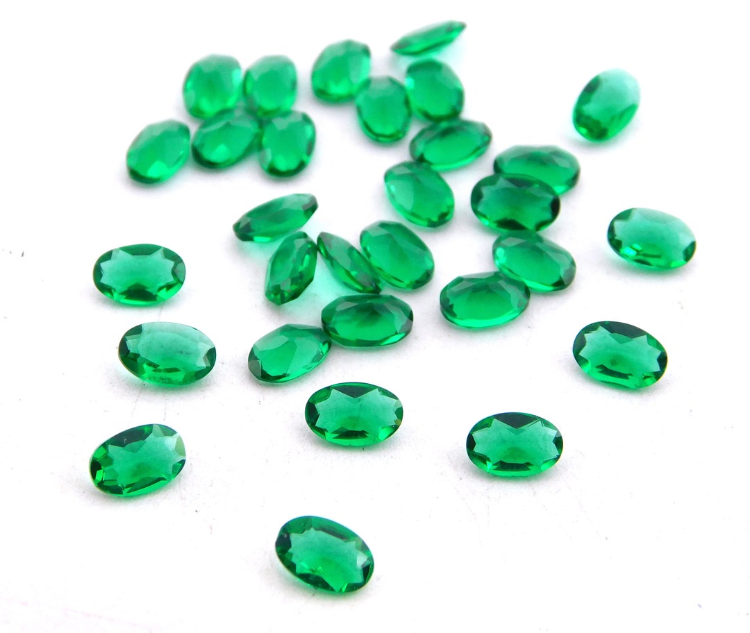 6X4 MM Zambia Emerald Oval Cut Loose Gemstone, Lab Created Oval Emerald ...