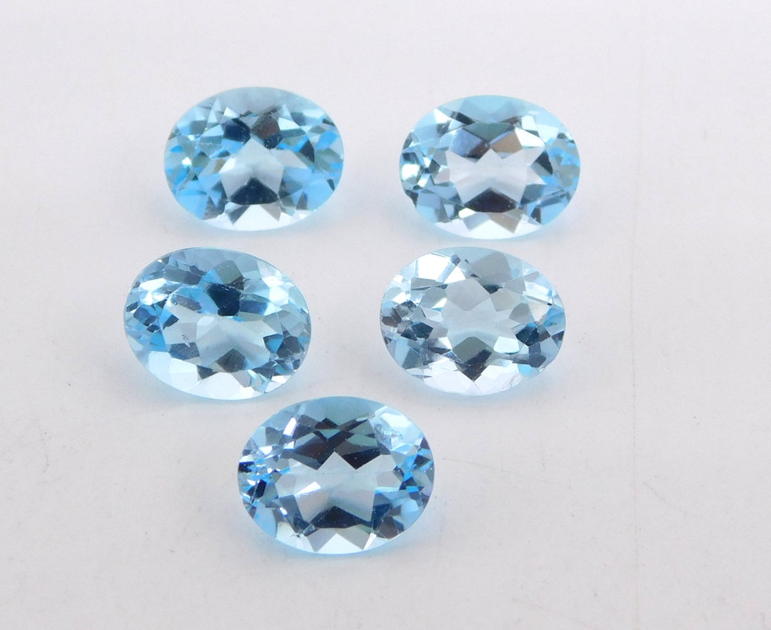 8x10 MM Natural Blue Topaz Oval Cut Loose Gemstone,5 Pieces Faceted ...