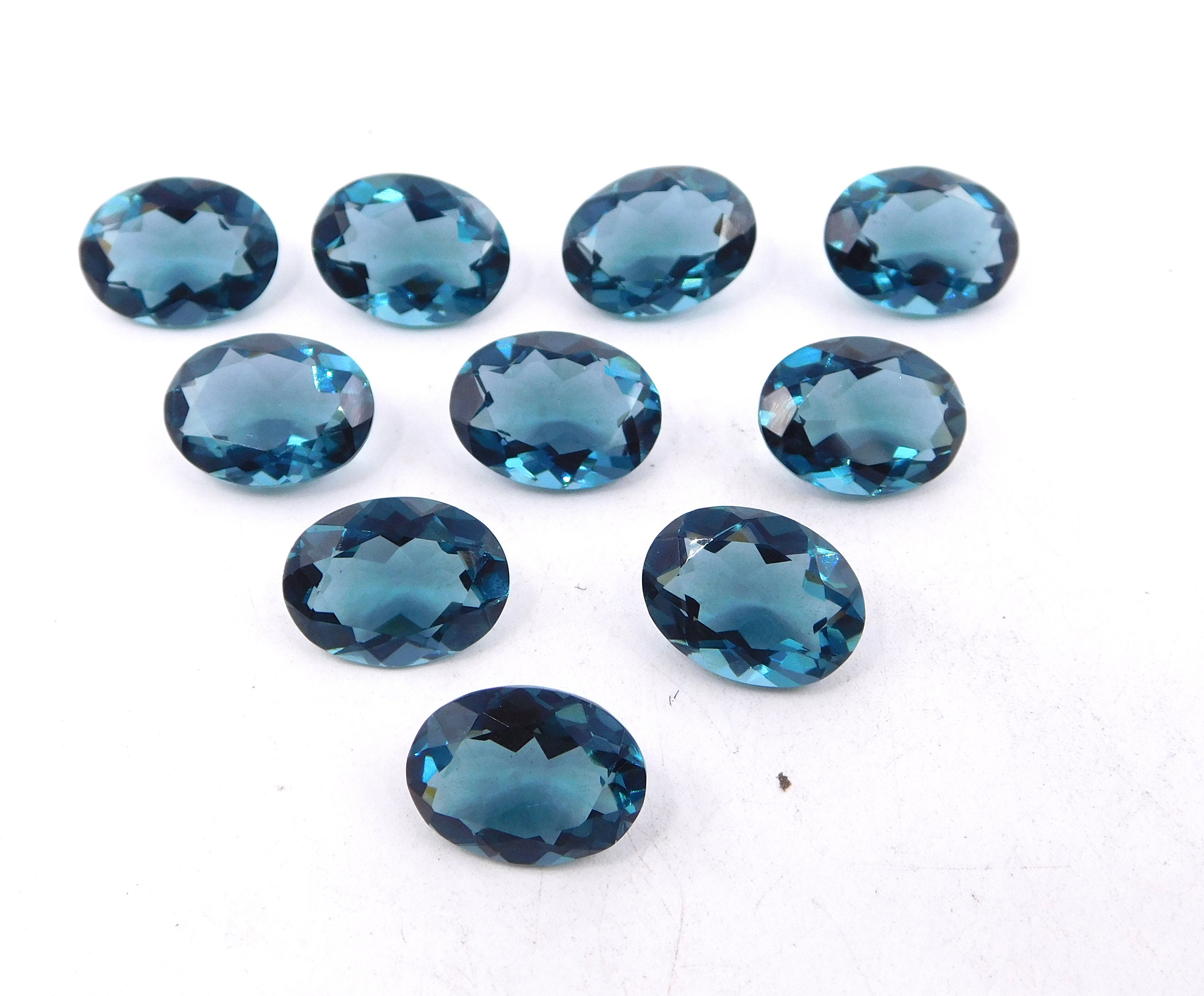 London Blue Topaz Oval Cut Loose Gemstone,10x14 MM Lab Created Blue ...