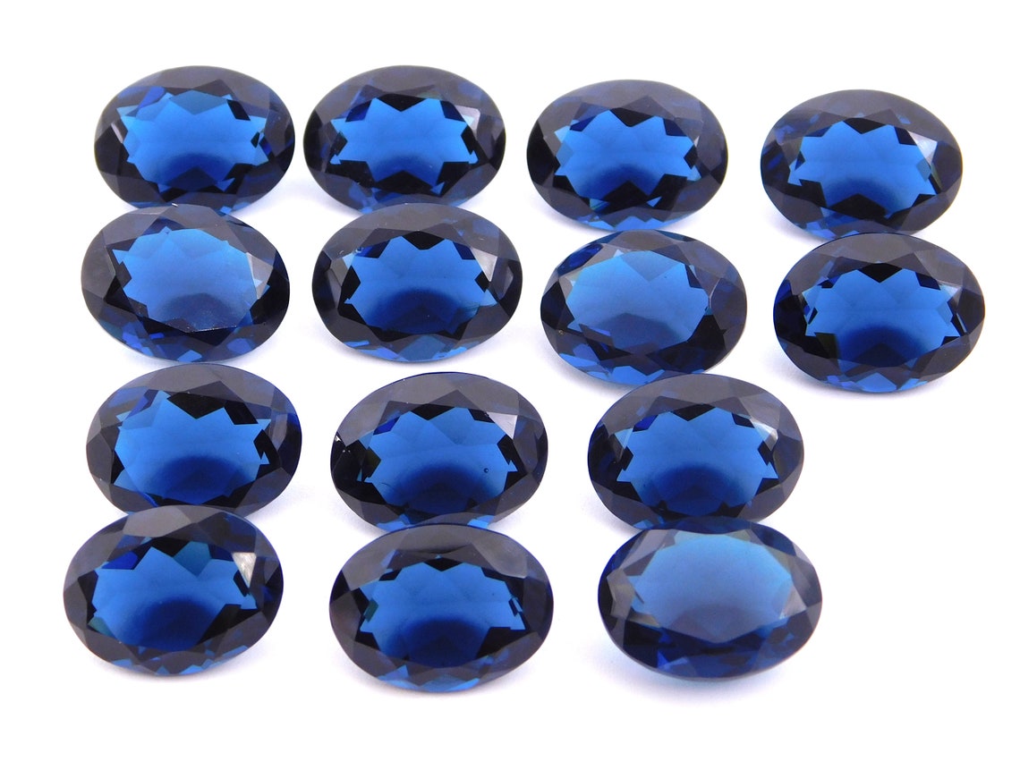 13x18 MM Benitoite Oval Cut Jewelry Loose Gemstone, Lab Created Faceted ...