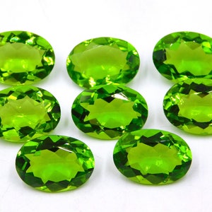 10X14 MM Lab Created Peridot Oval Cut Loose Gemstone, Faceted Oval ...