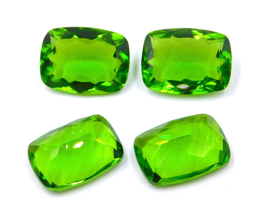 Lab Created Peridot Cushion Cut Lot Loose Gemstone, 15x20 MM Faceted ...