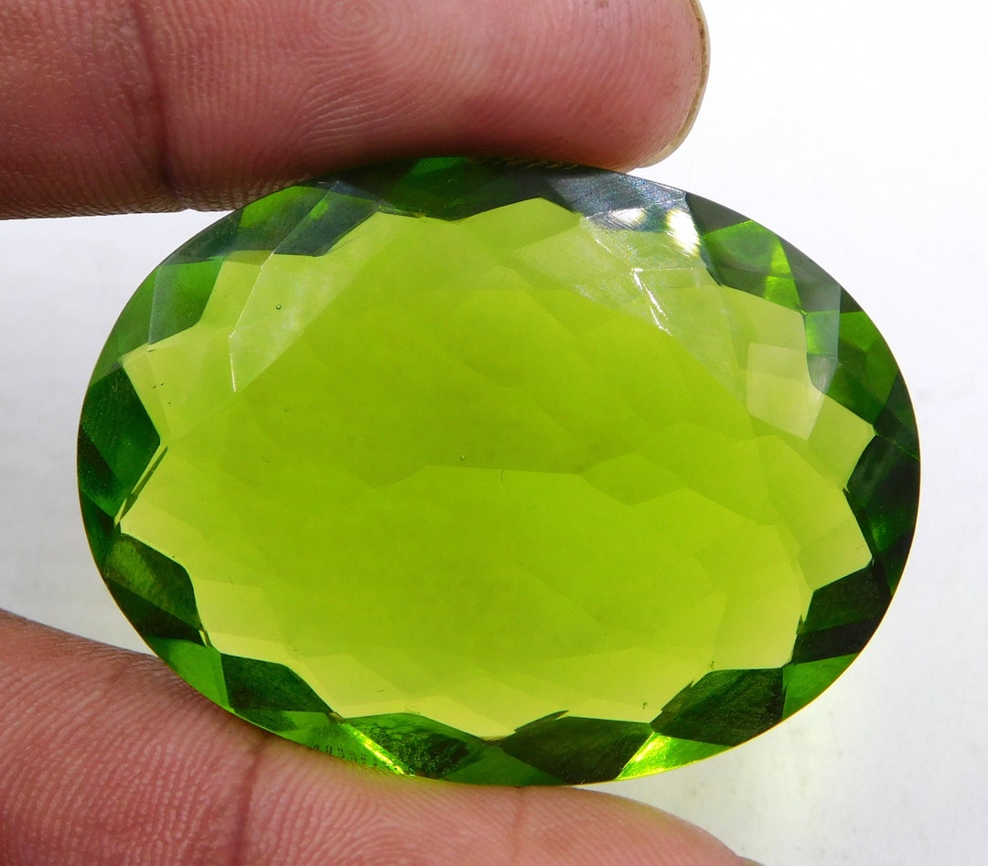 30X40 MM Faceted Peridot Oval Cut Loose Gemstone, 84.50 Cts Lab Created ...