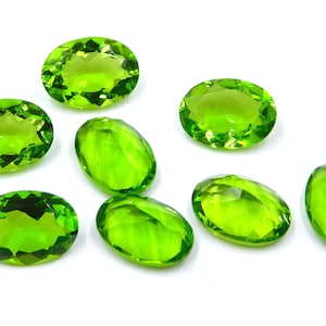 10X14 MM Lab Created Peridot Oval Cut Loose Gemstone, Faceted Oval ...