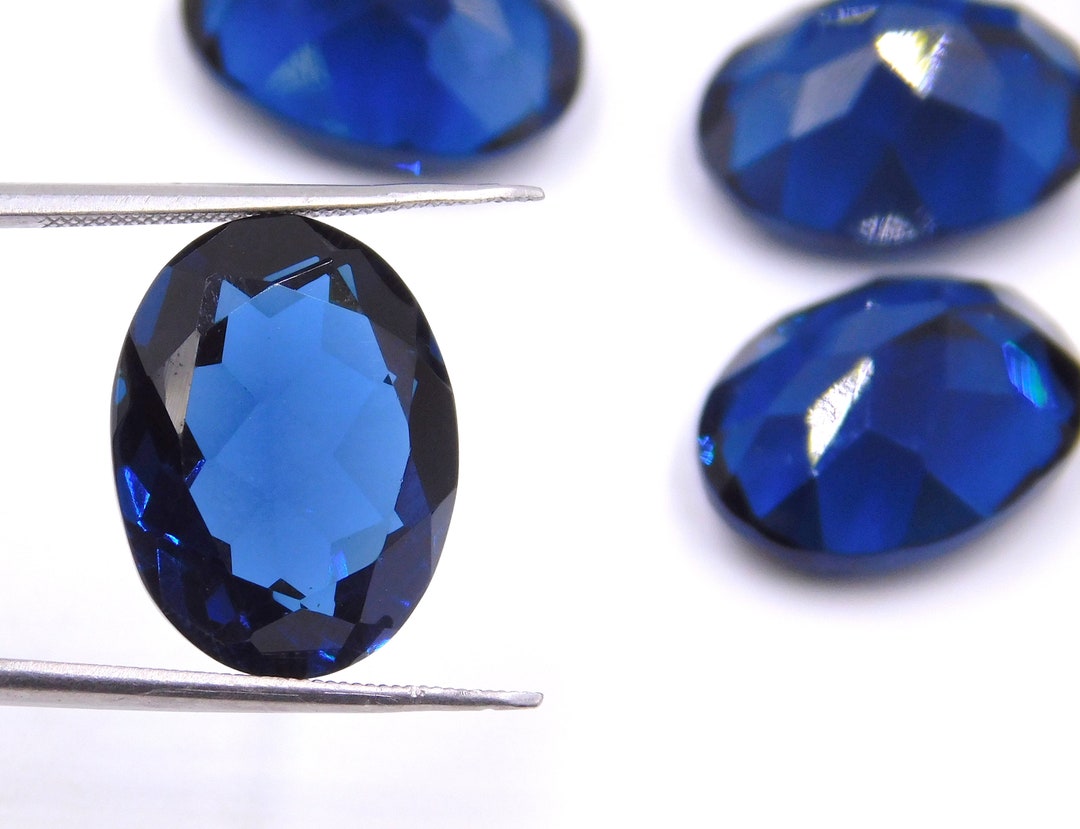 13x18 MM Benitoite Oval Cut Jewelry Loose Gemstone, Lab Created Faceted ...