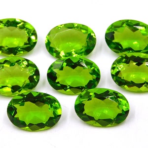 10X14 MM Lab Created Peridot Oval Cut Loose Gemstone, Faceted Oval ...