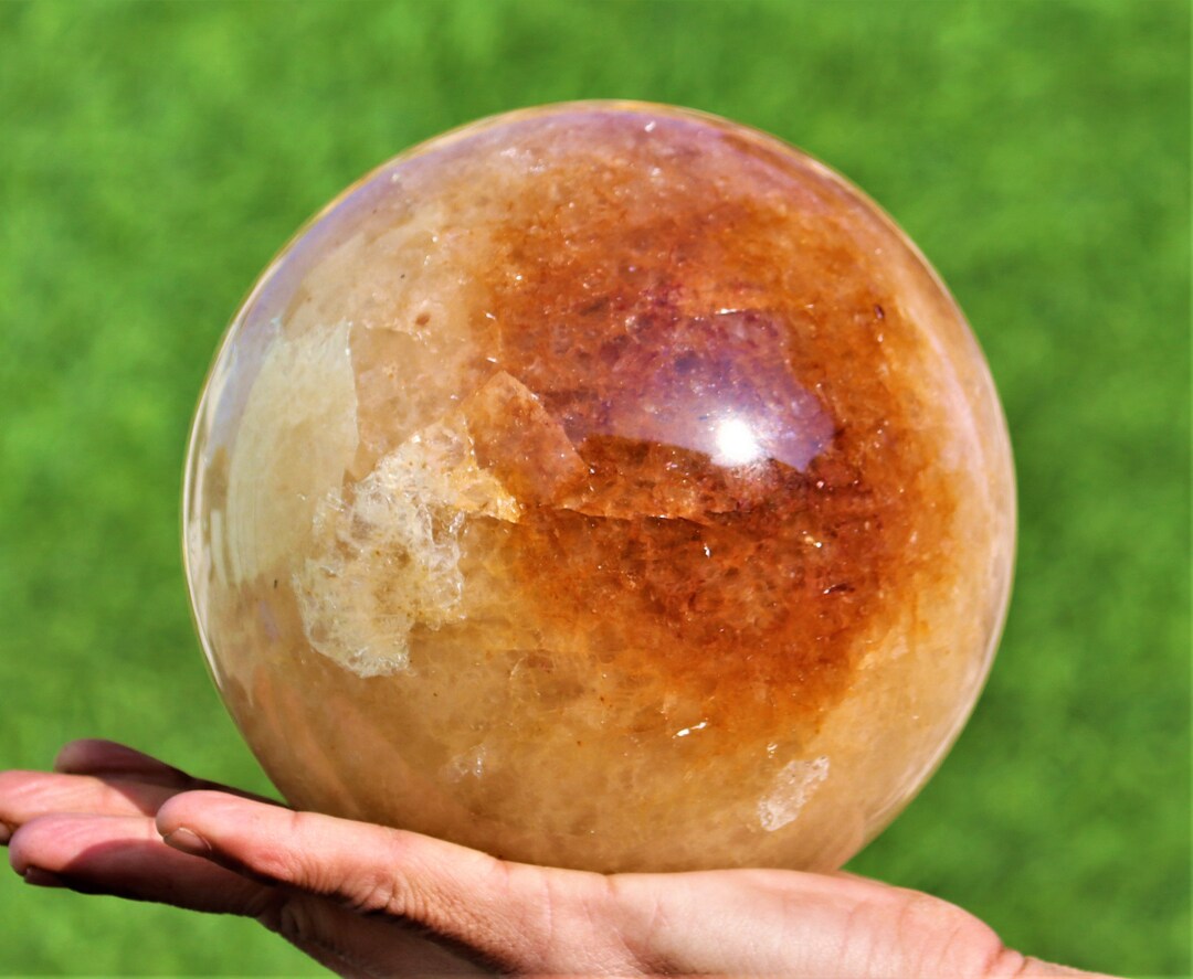 Beautiful Large 150MM Golden Quartz Stone Healing Charged Metaphysical ...