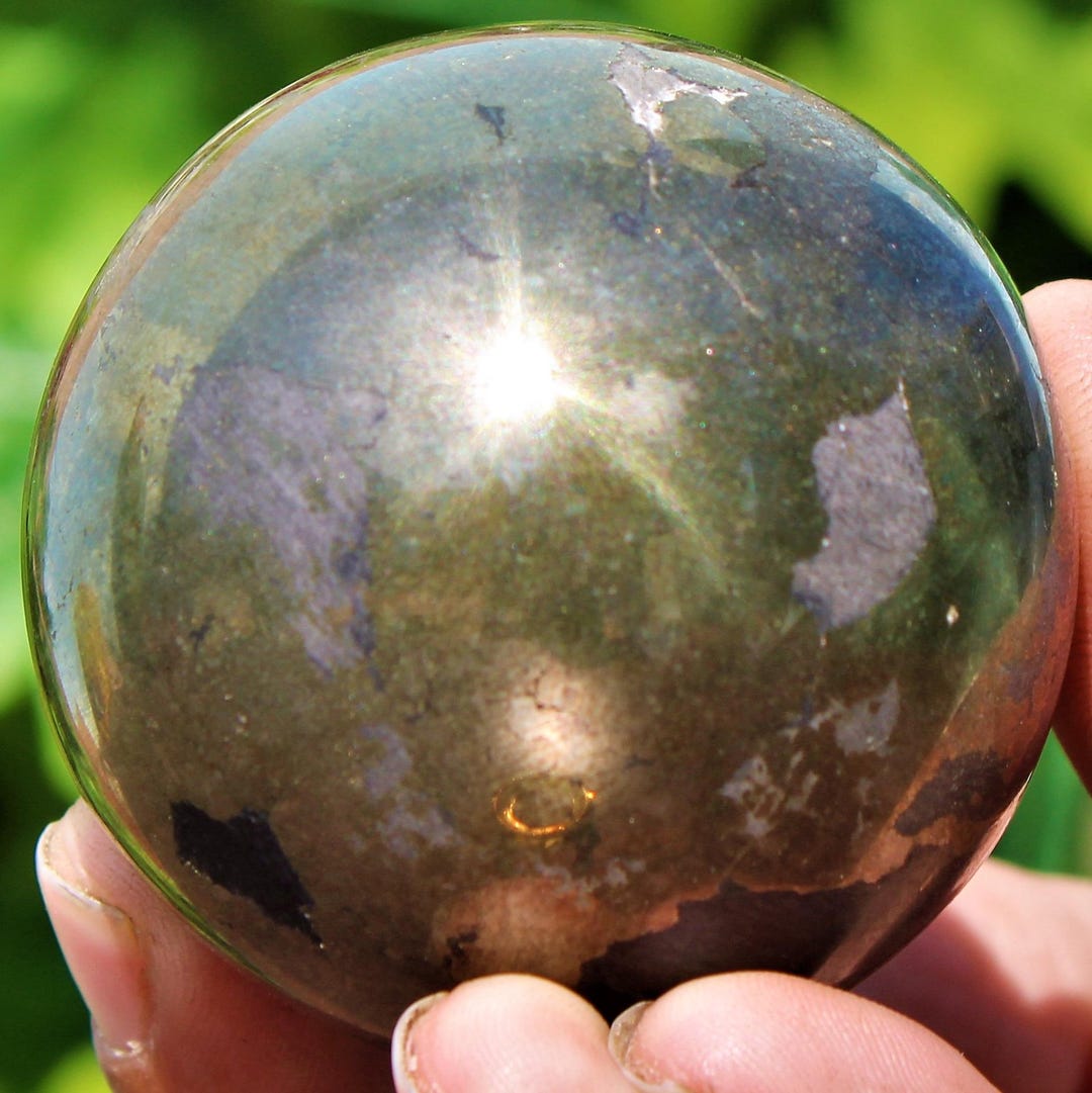 Metaphysical Ball 50MM Apache Gold With Pyrite & Tourmaline Stone ...
