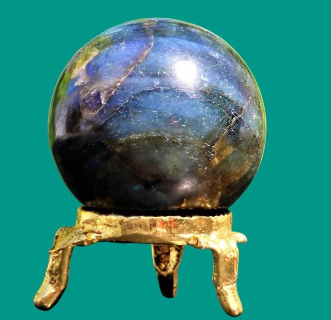 Esfera de labradorita verde brillante: piedra curativa de Reiki (40 mm ...