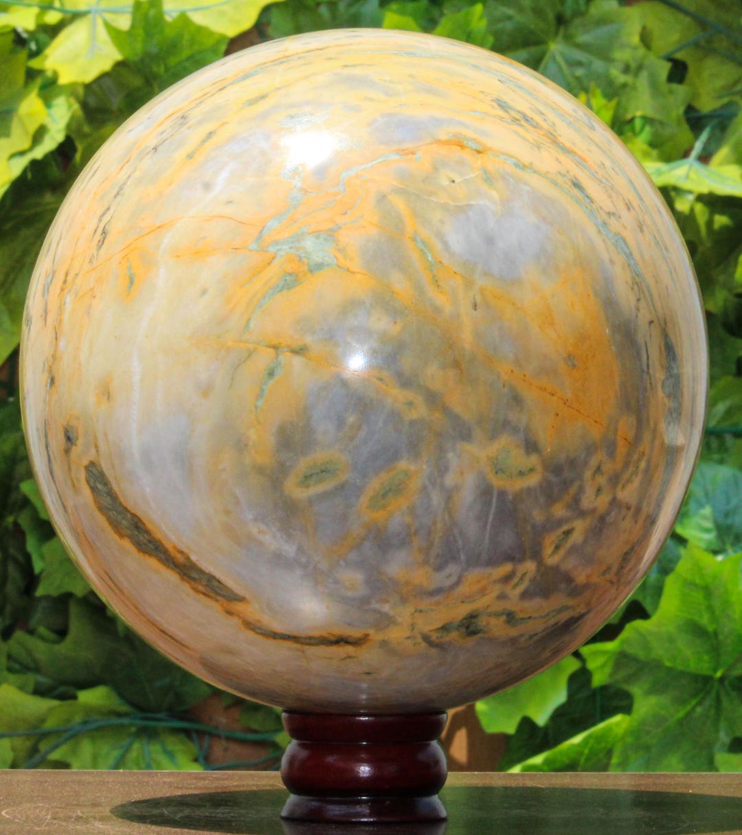 Yellow Mariposite Gemstone Sphere 225MM Healing Meditation Crystal Ball ...