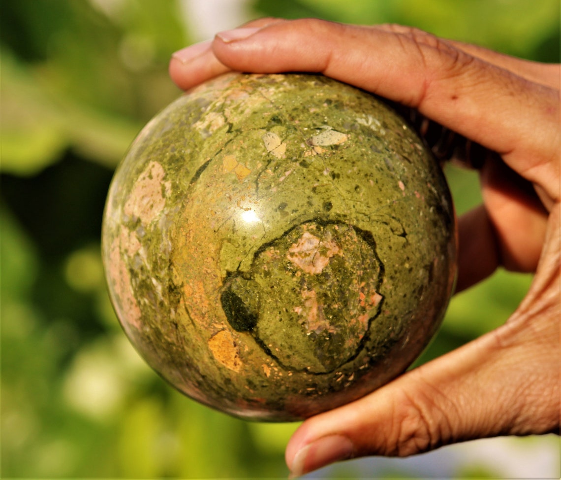 Truly A Beautiful Large 85MM Green Unakite Stone Healing - Etsy
