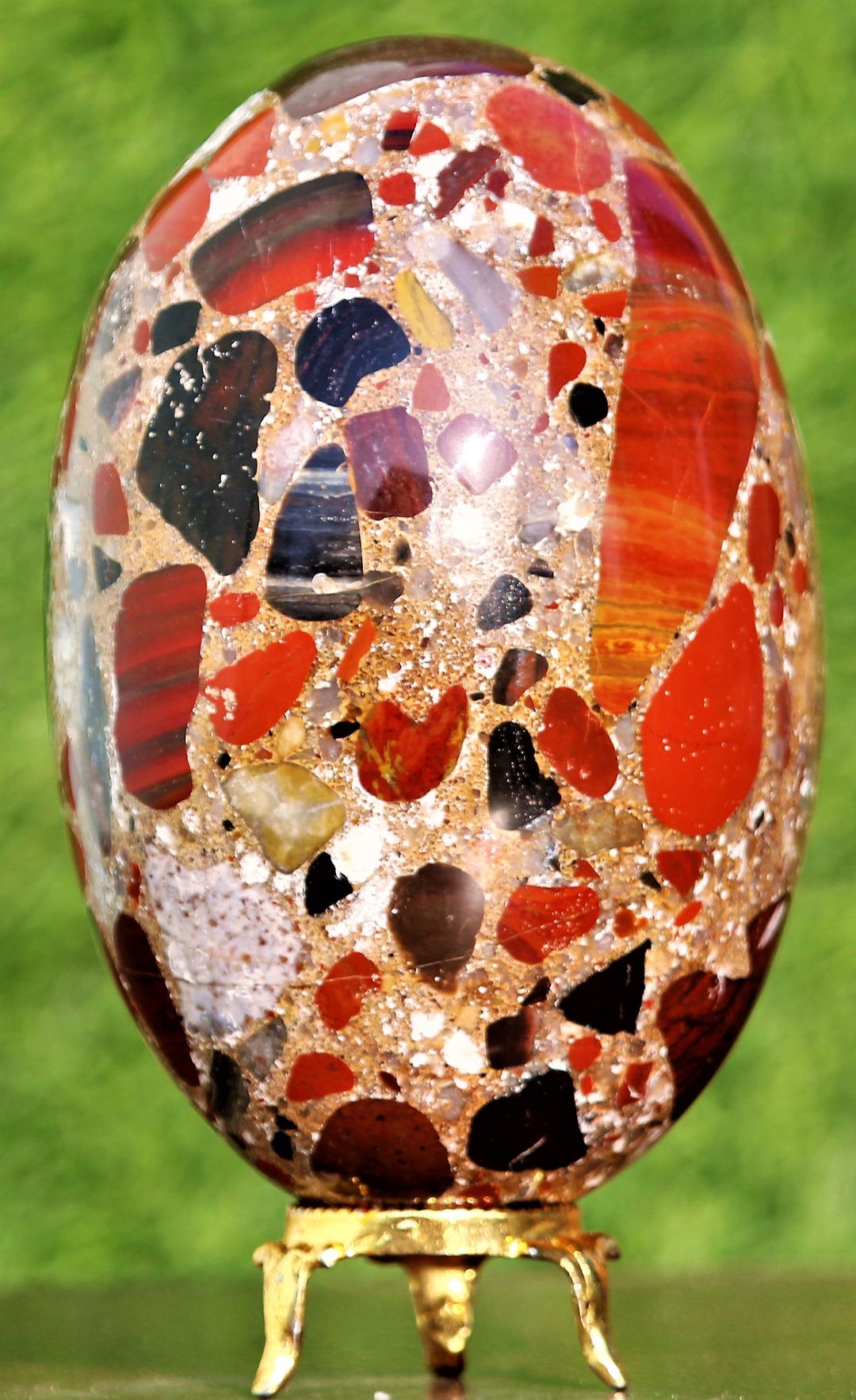 120MM Red Conglomerate Crystal Lingam Reiki Charged Metaphysical ...