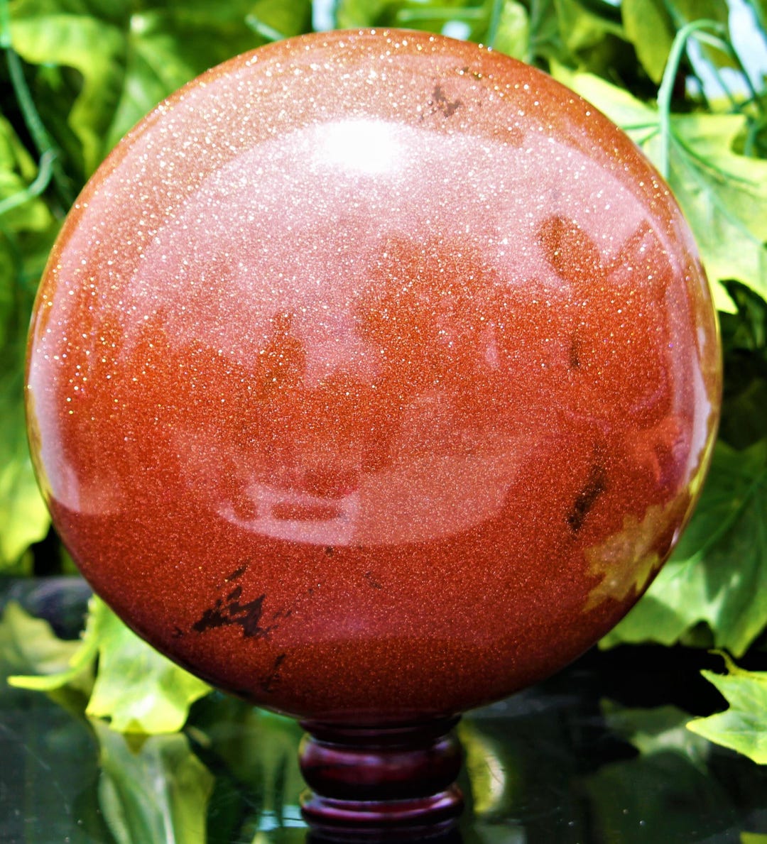 230MM Red Goldstone Sphere: Reiki Charged Healing Crystal - Etsy