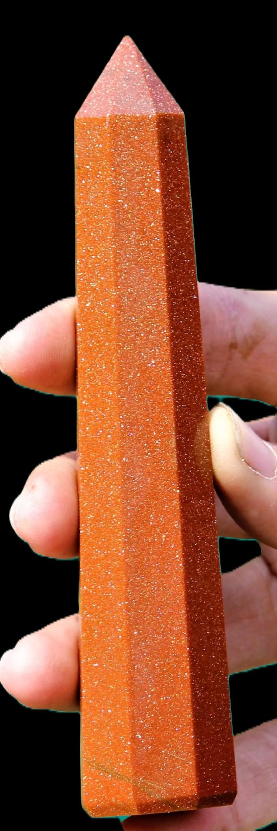 Red Goldstone Obelisk Point Tower: Chakra Reiki Healing Crystal (125MM ...