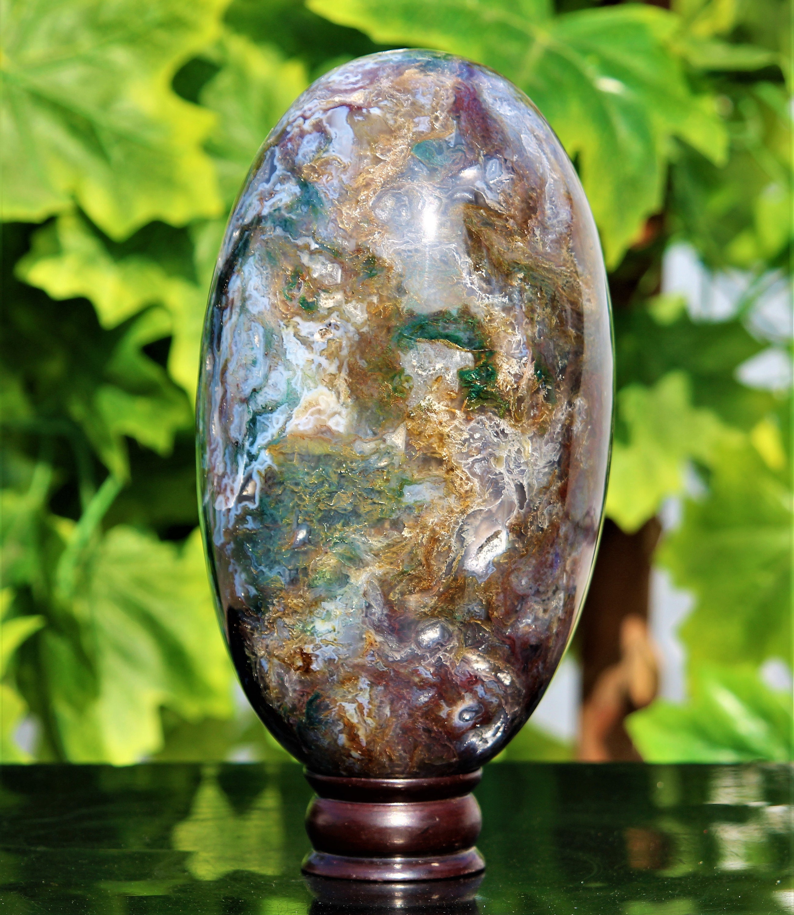 Beautiful Large 225MM Moss Agate Stone Healing Charged | Etsy