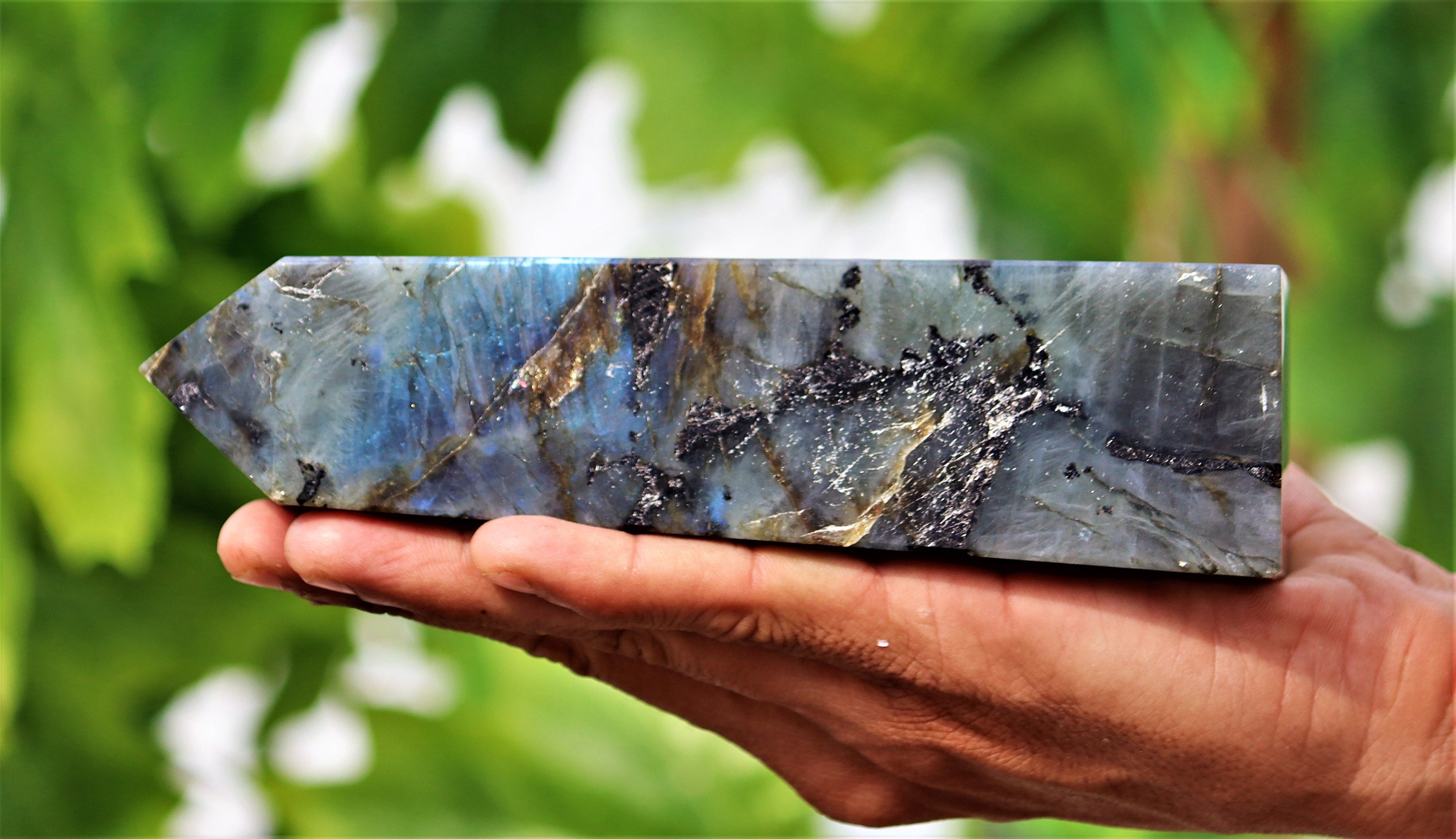 Beautiful Large 175MM X 45MM Flashy Green Labradorite Stone - Etsy UK