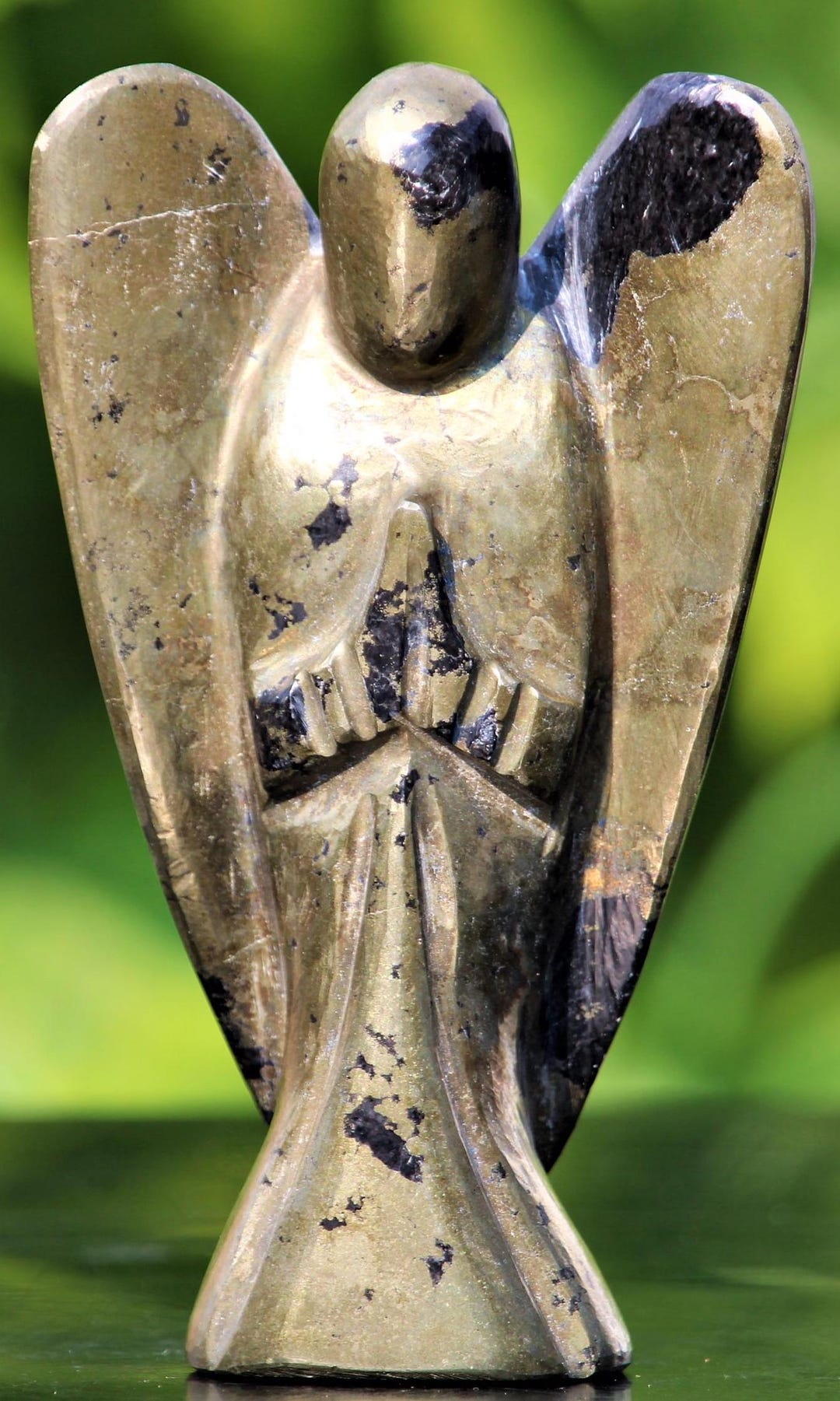 105MM Apache Gold With Pyrite and Tourmaline Angel Figurine Healing ...