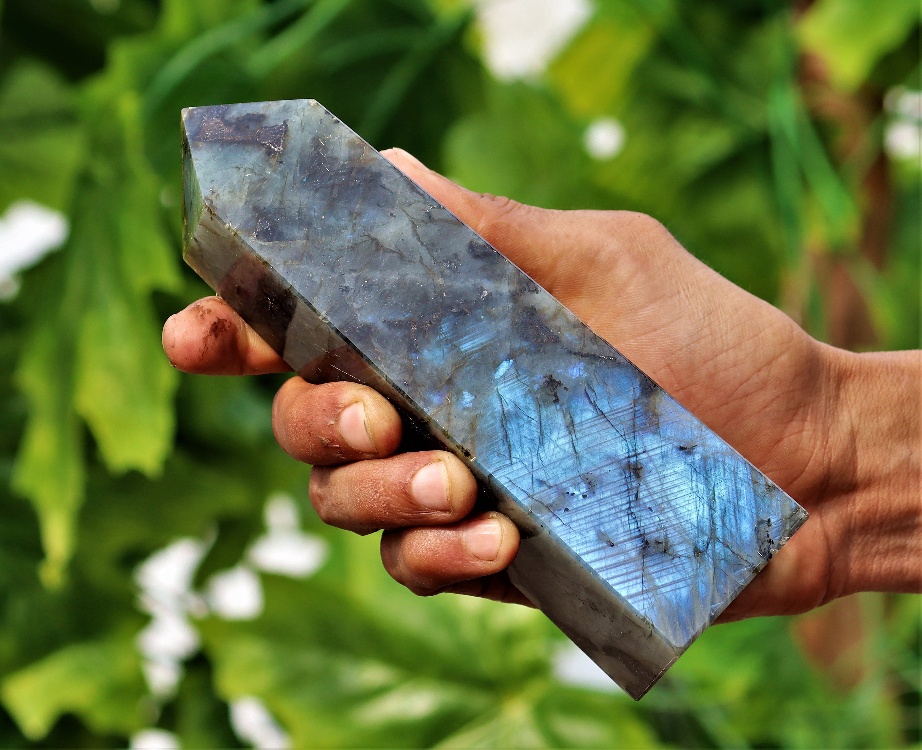 Beautiful Large 175MM X 45MM Flashy Green Labradorite Stone - Etsy UK