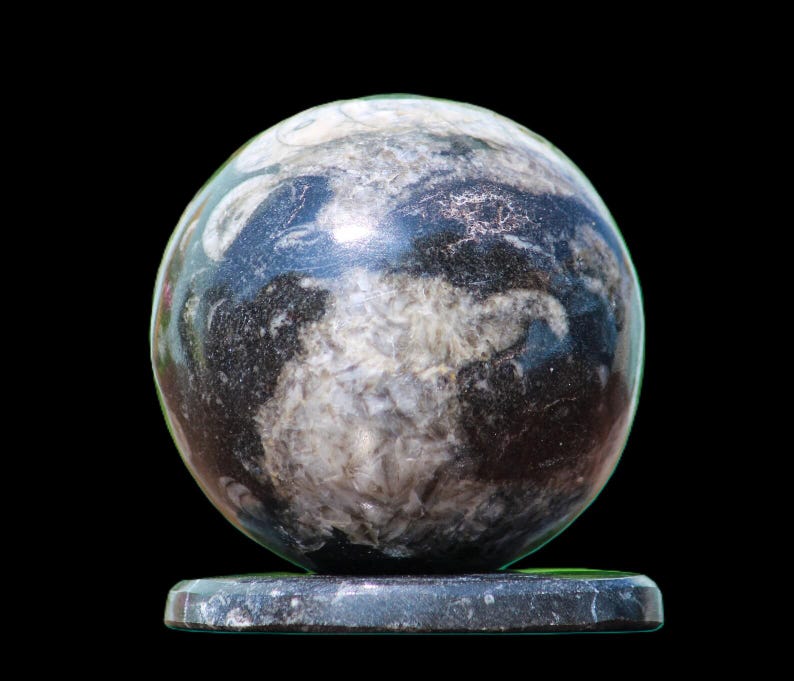 65MM Natural Orthoceras Ammonite Fossil Sphere: Chakra Balancing Stone ...