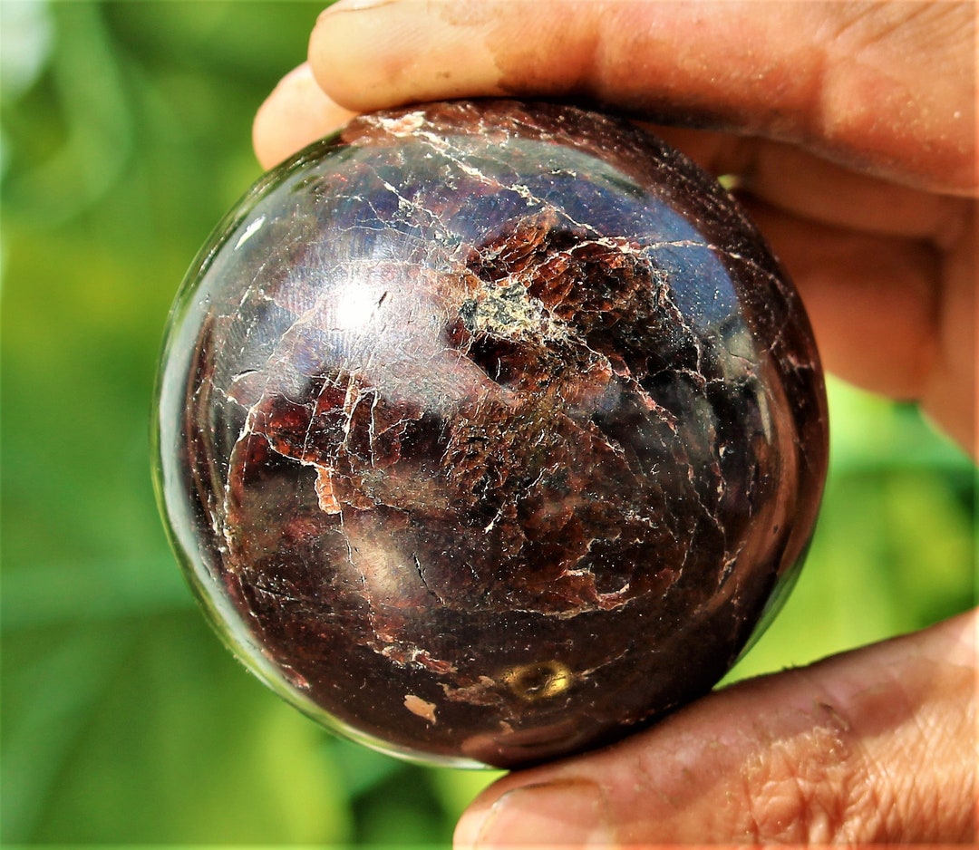 Beautiful 55MM Natural Red Garnet Stone Sphere Ball Metaphysical ...