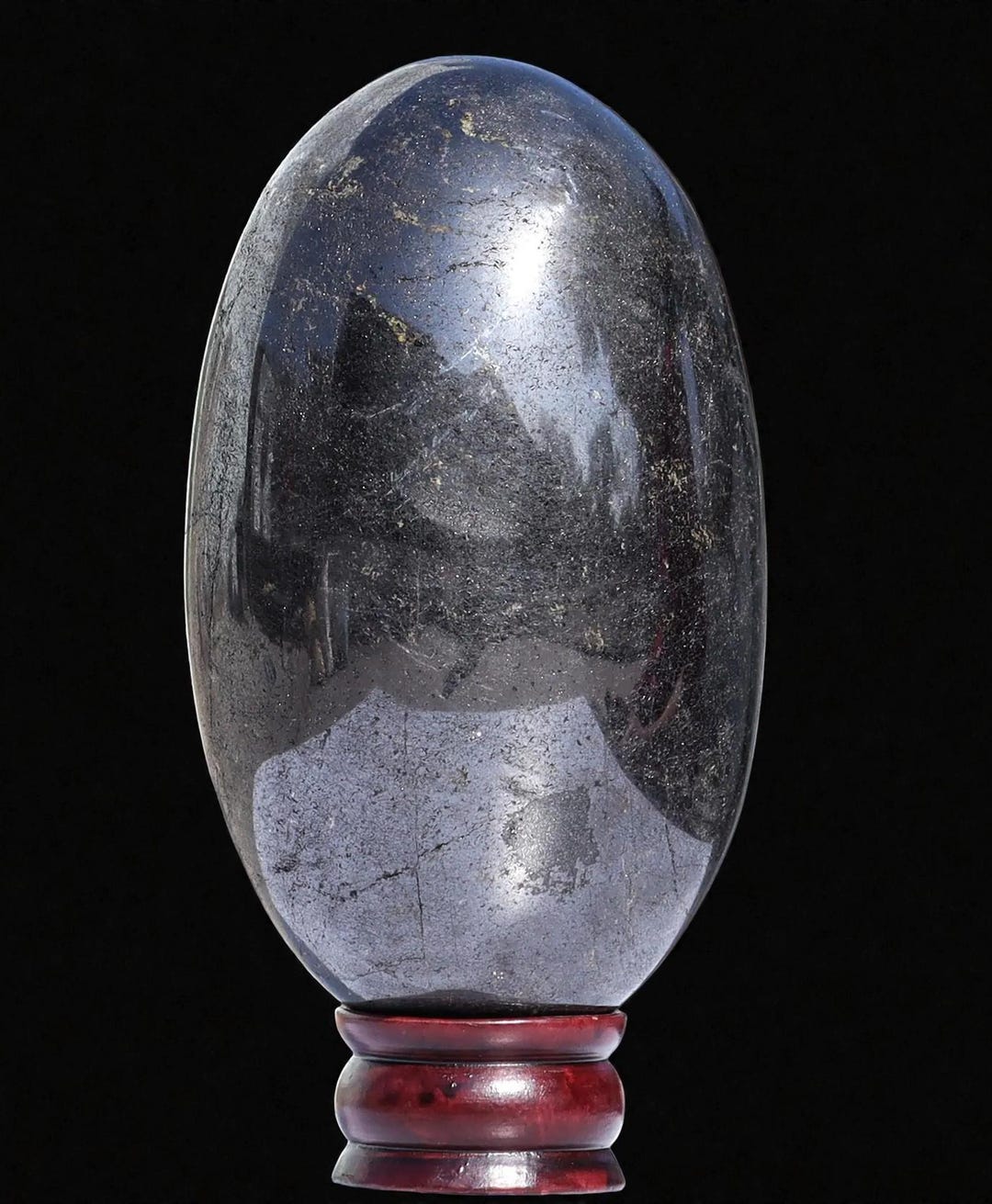 Silver Hematite Lingam Stone: Reiki Charged Crystal Altar Tool (155MM ...