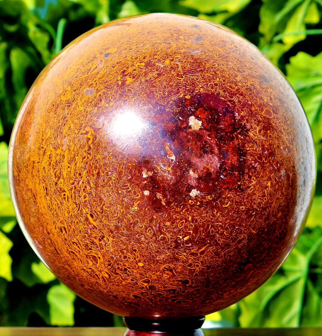 225MM Mariam Jasper Calligraphy Jasper Crystal Sphere Reiki Charged ...
