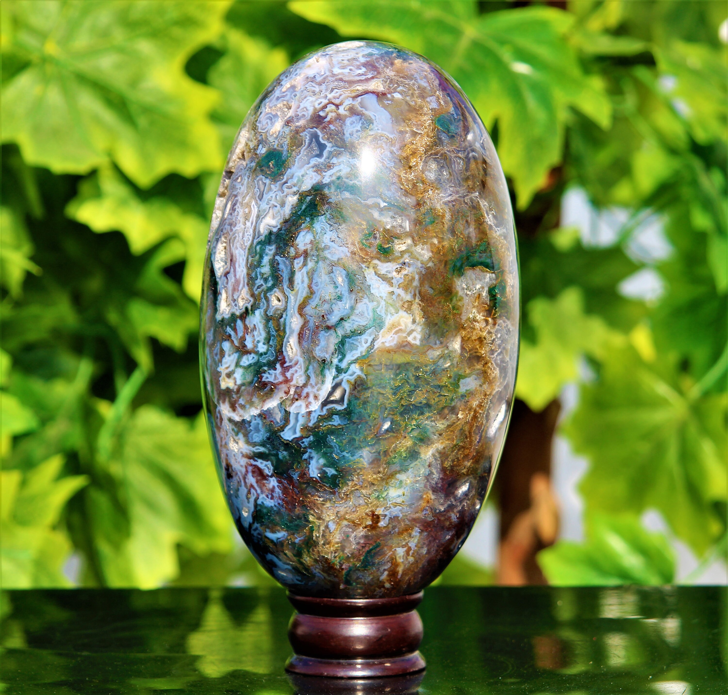 Beautiful Large 225MM Moss Agate Stone Healing Charged | Etsy
