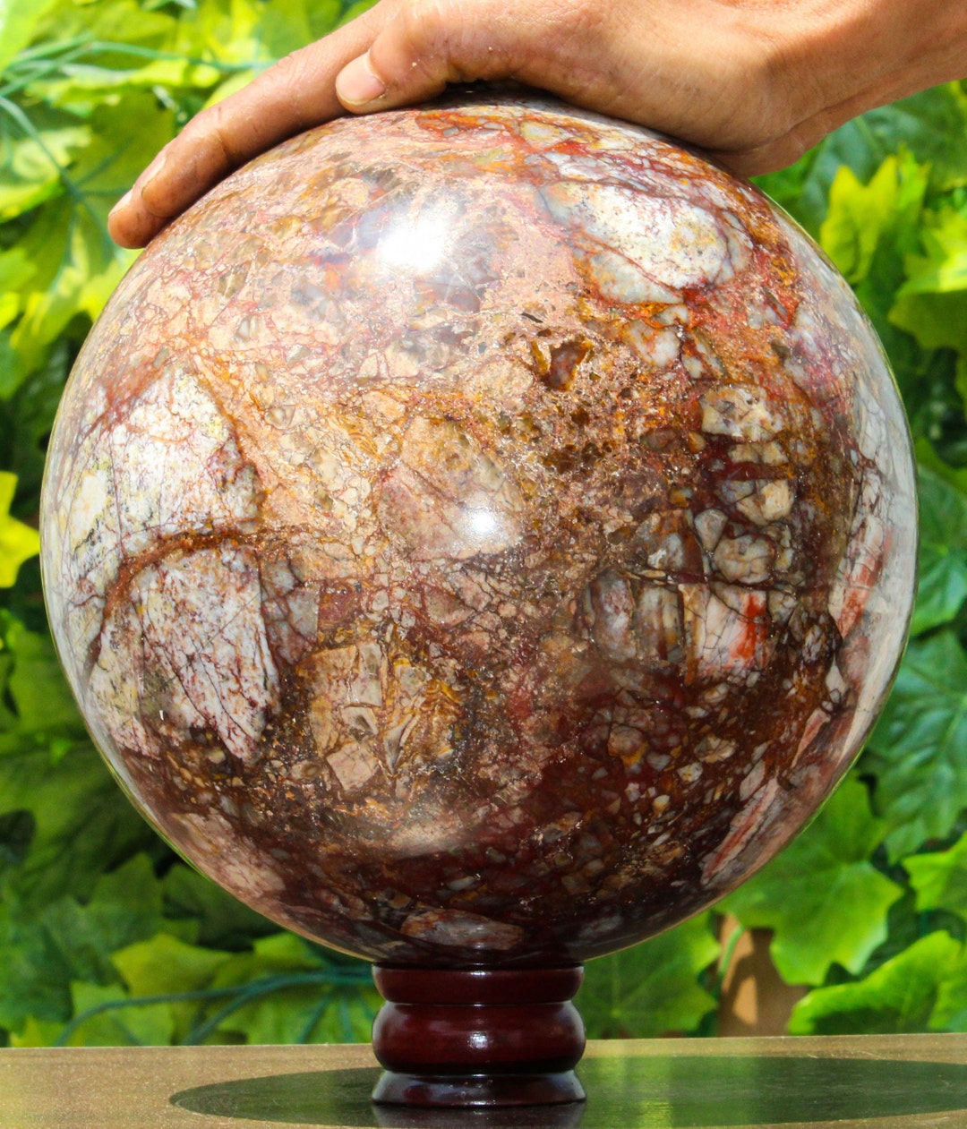 220MM Red Picasso Jasper Stone Sphere Reiki Charged Healing Crystal ...
