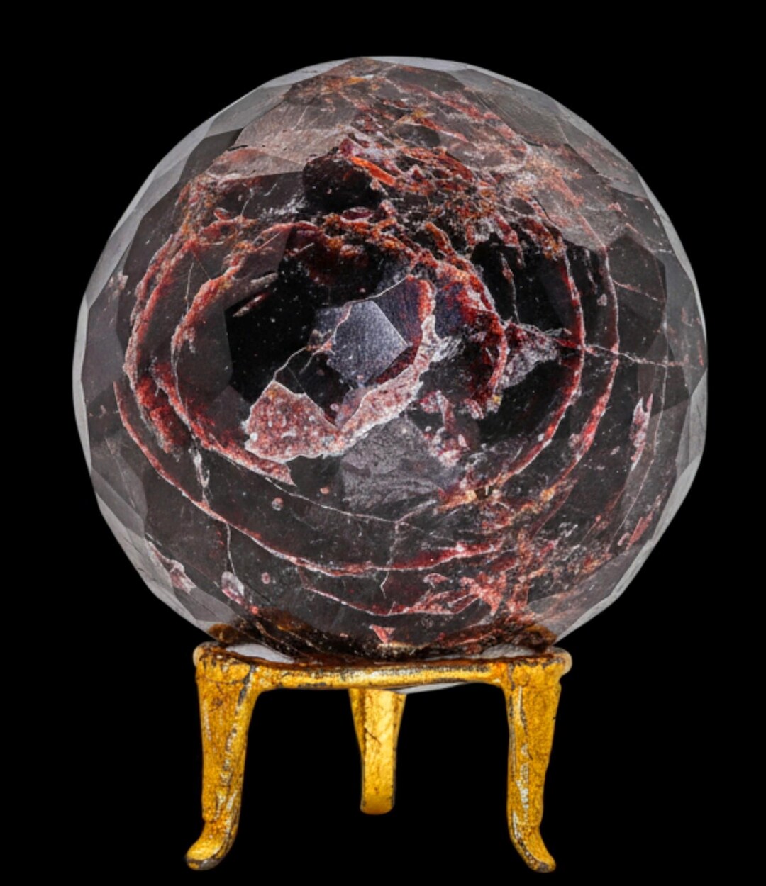 90MM Red Diamond Cut Garnet Crystal Ball Healing Crystal Stone - Etsy