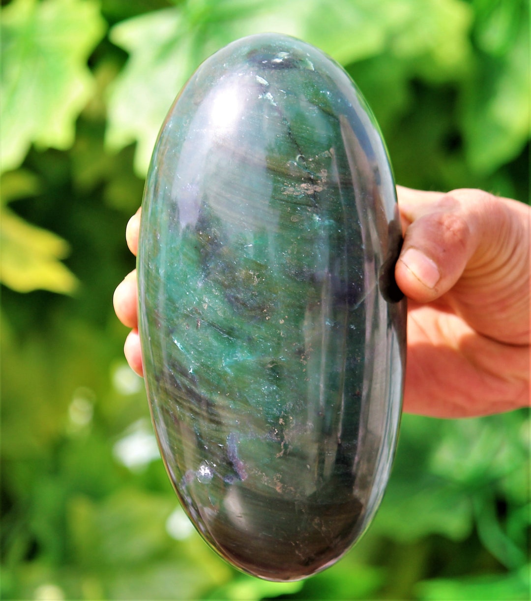 Lingam de piedra vivianita verde de 175 mm: con carga de Reiki para ...