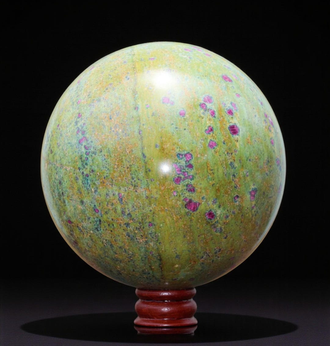 225MM Ruby Fuchsite Sphere: Green Healing Stone for Meditation - Etsy