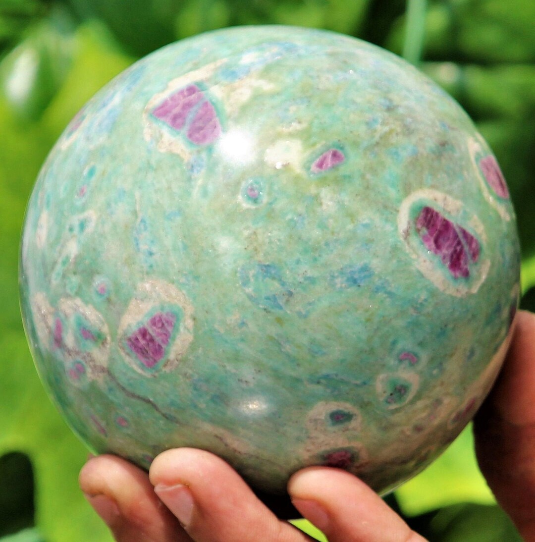 Large 95MM Green Ruby Fuchsite Stone Hand Carving Healing Charged ...