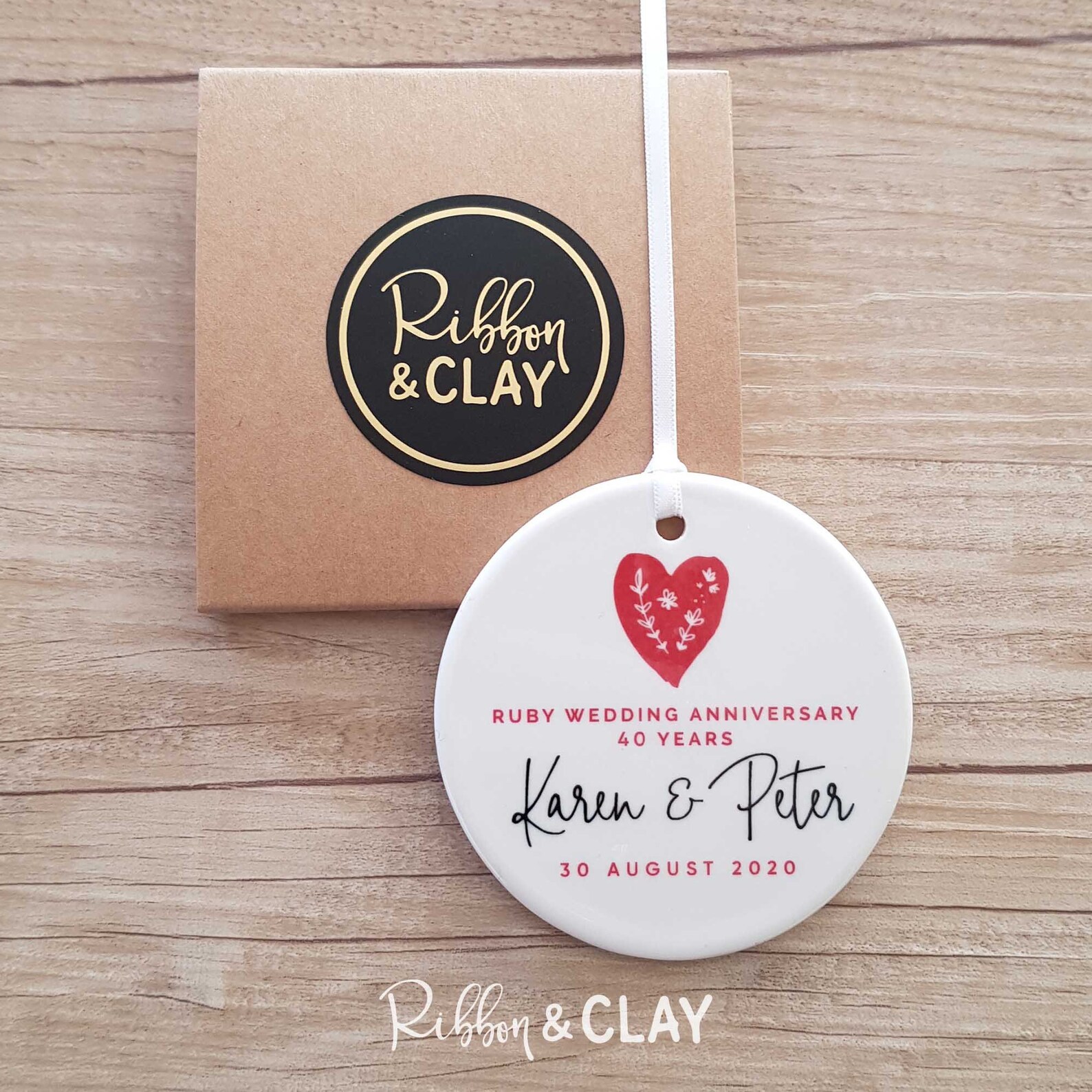 Ruby Wedding Anniversary Personalised Ornament Anniversary - Etsy