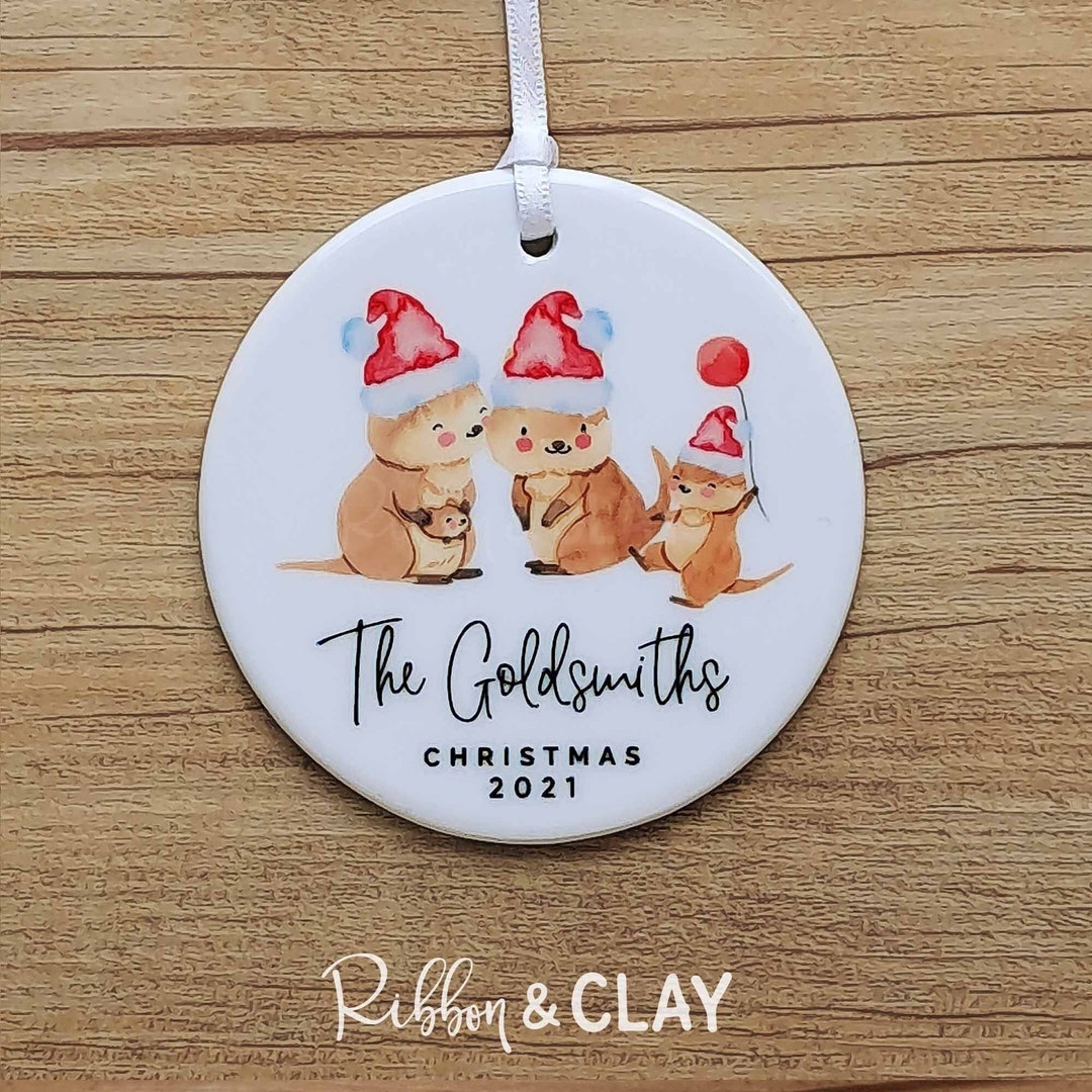 Quokka Family Christmas Ornament, Family of 4, Names, Personalised ...