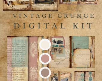 Vintage Grunge Junk Journal Papers | Printable Ephemera Sheets | 8 ...