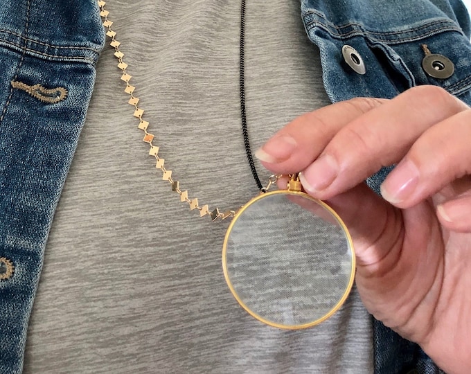 Magnifying Glass Necklace, Monocle Necklace, Reading Glass Necklace ...
