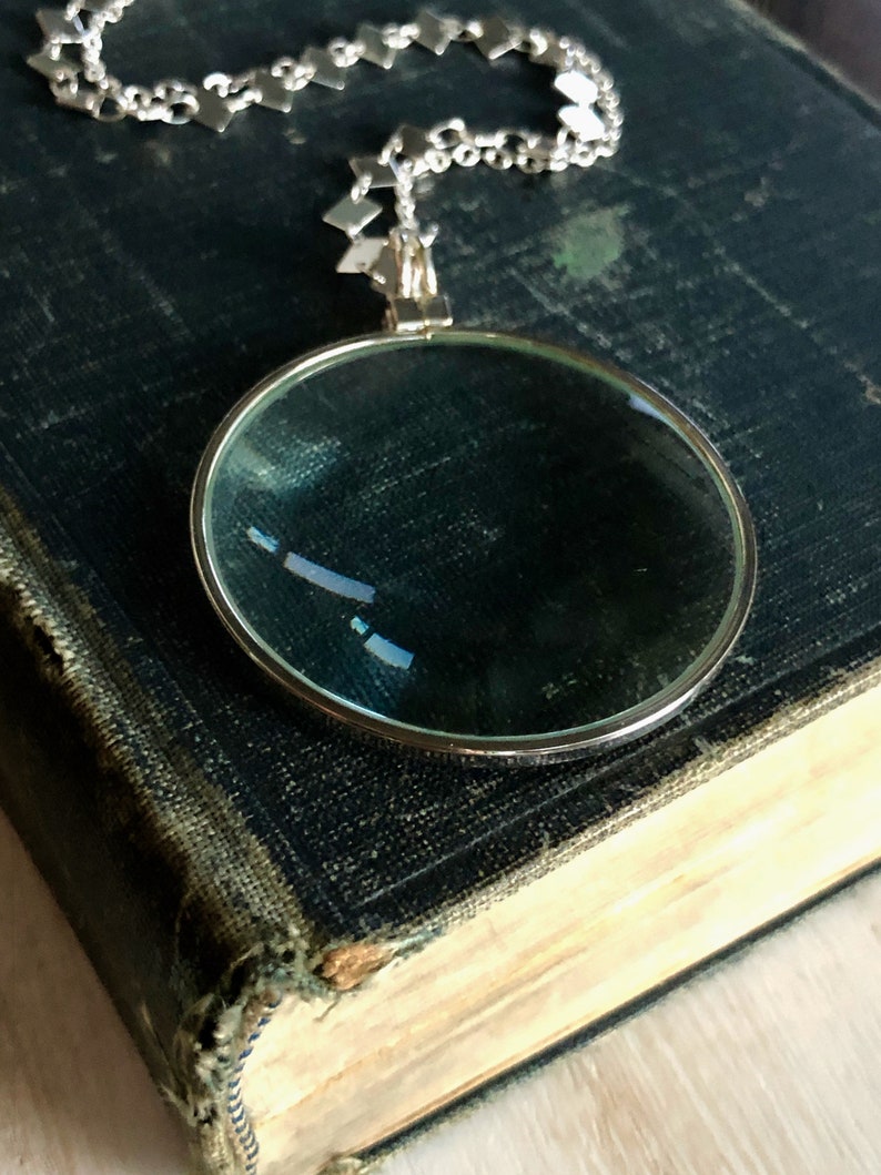 Silver Magnifying Pendant, 60th Birthday Gift for Women, Monocle ...